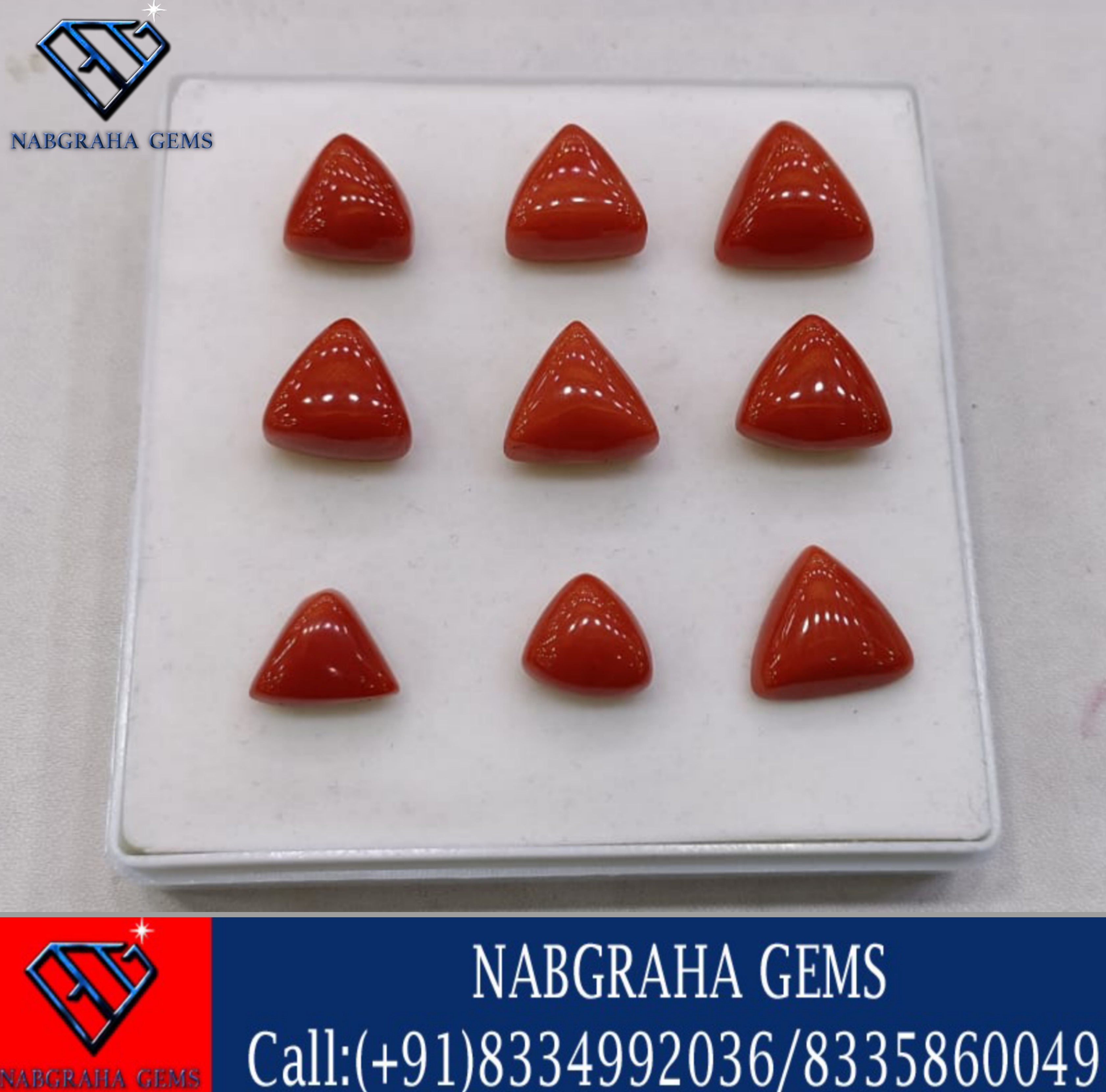 Natural Triangle Red Coral/Pola Gemstone ITALIAN