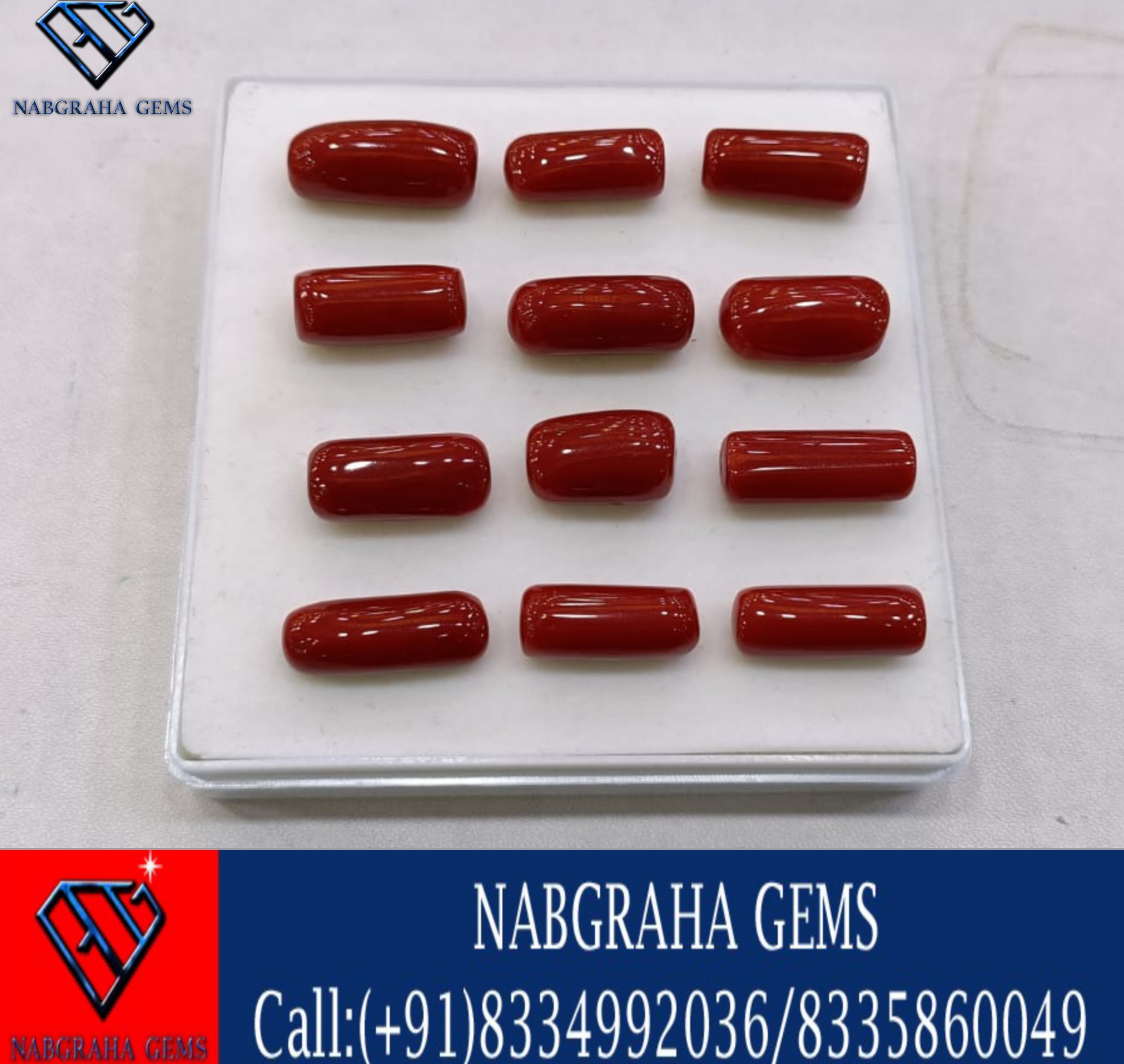 Natural Red Coral/Pola Gemstones ITALIAN